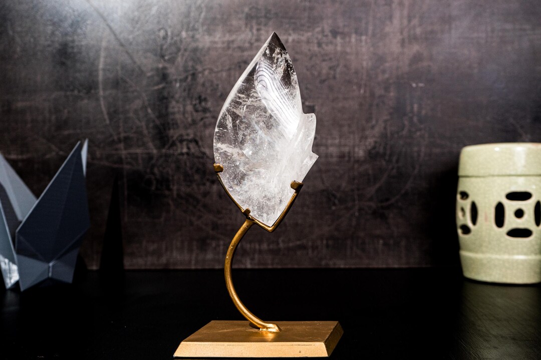 Natural Clear Quartz Flame Sculpture on Stand – Beautiful Crystal ...