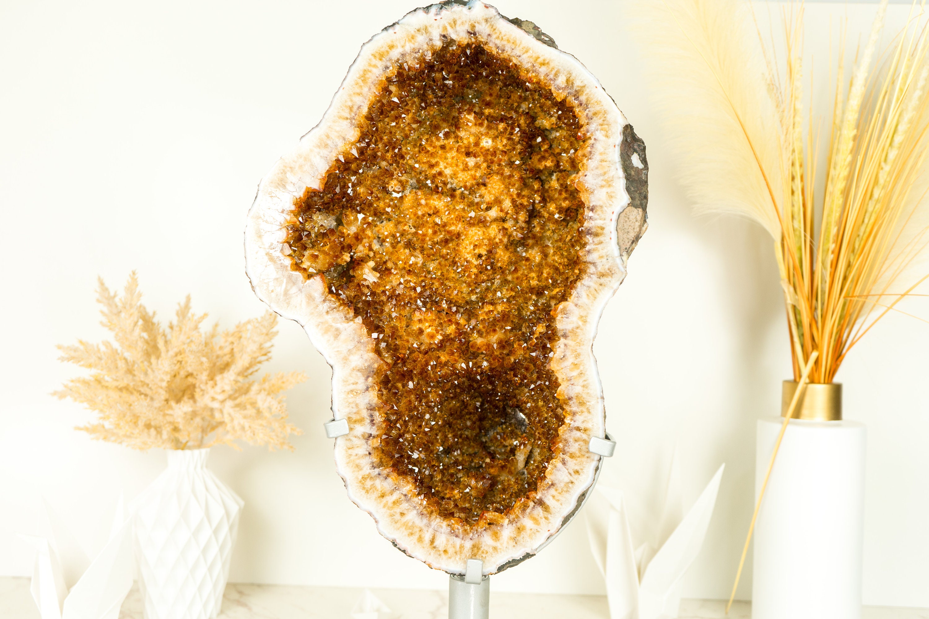 World-class Citrine Geode With Shiny Golden Orange Citrine Crystal ...