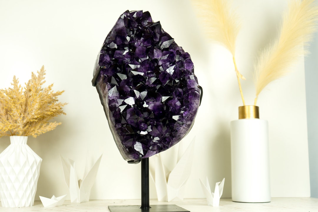 Natural Large Amethyst Geode Cluster With AAA Grade Grape Purple Druzy ...