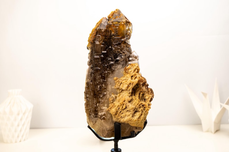 Rare Elestial Alligator Quartz Cluster on Feldspar & Quartz Matrix ...