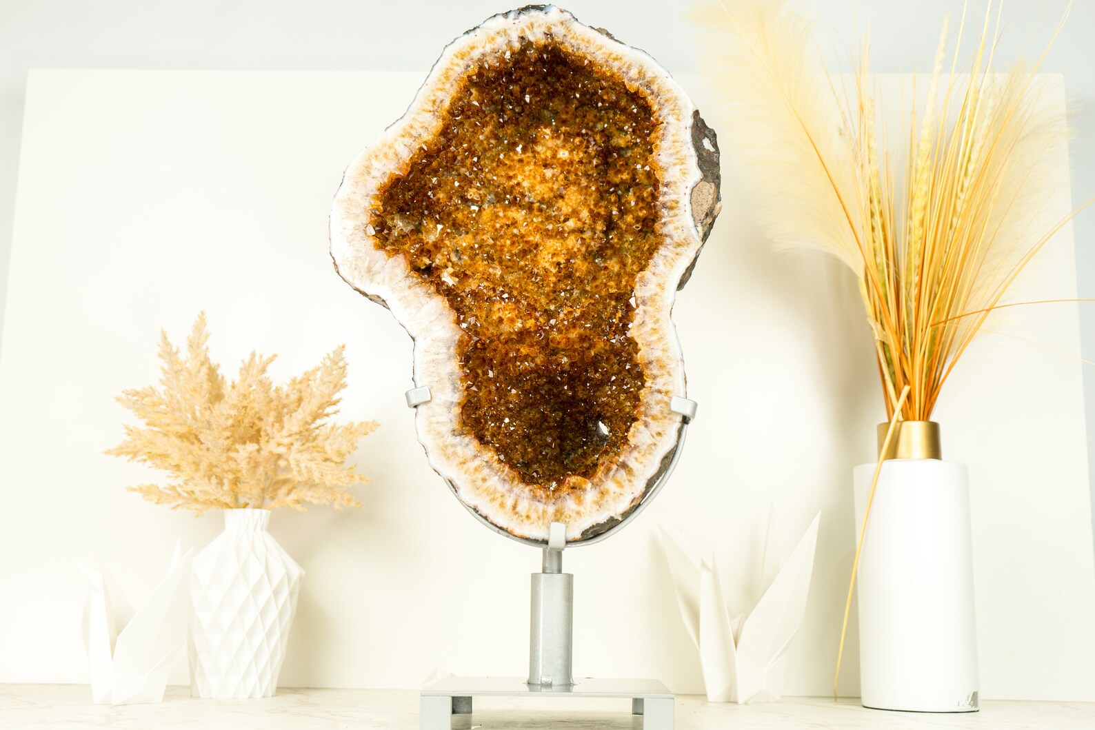 World-class Citrine Geode With Shiny Golden Orange Citrine Crystal ...