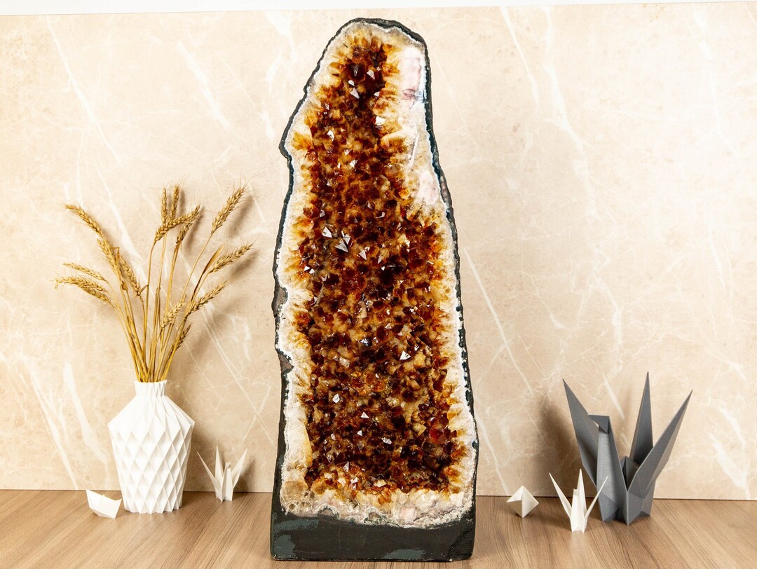 Citrine Crystal Geode With Stalactite Flowers, 25 in Tall and 31 Kg, 68 ...