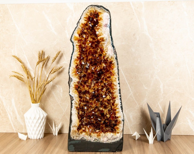 Citrine Crystal Geode With Stalactite Flowers, 25 in Tall and 31 Kg, 68 ...