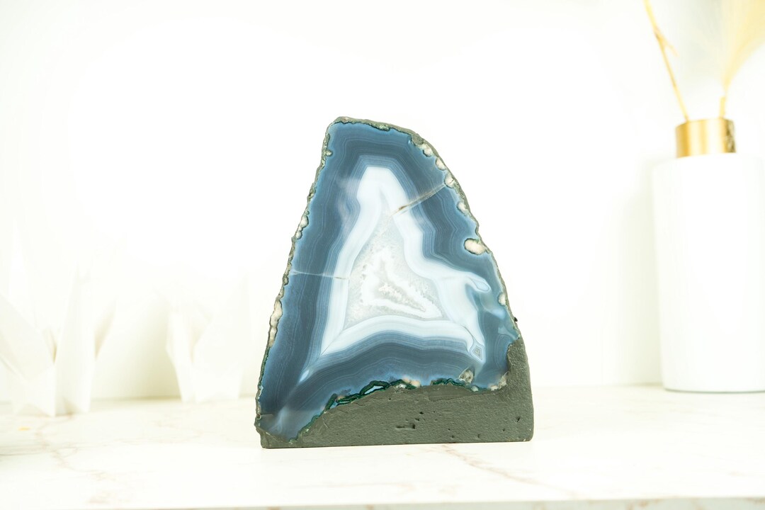 Rare Natural Blue Lace Agate Geode With Calcite Inclusions, Unique All ...