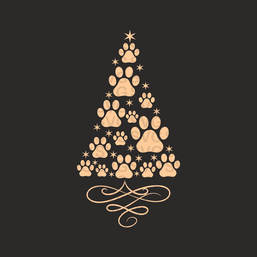 Paws Tree Beige PNG, Paw Print Svg, Christmas Tree, Christmas Cat Paws ...
