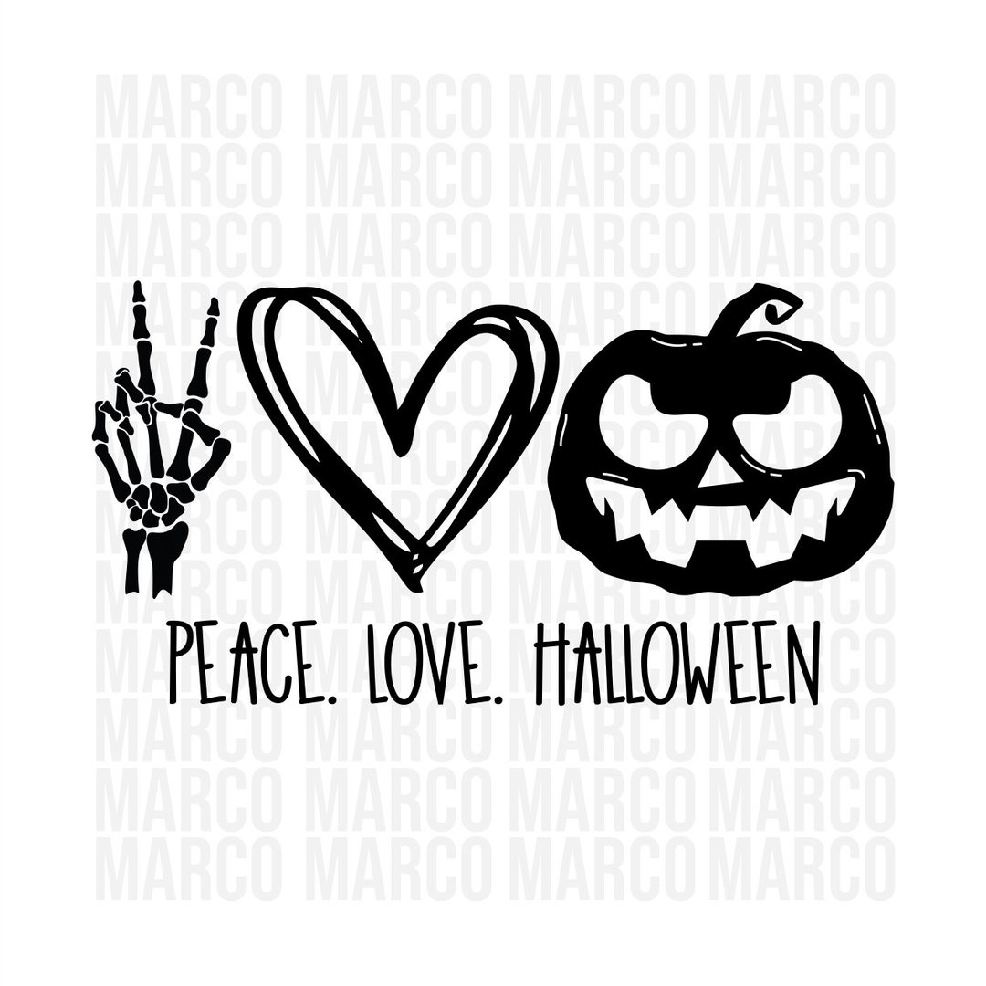 Peace Love Halloween Svg, Peace Svg, Love Svg, Halloween Clipart ...