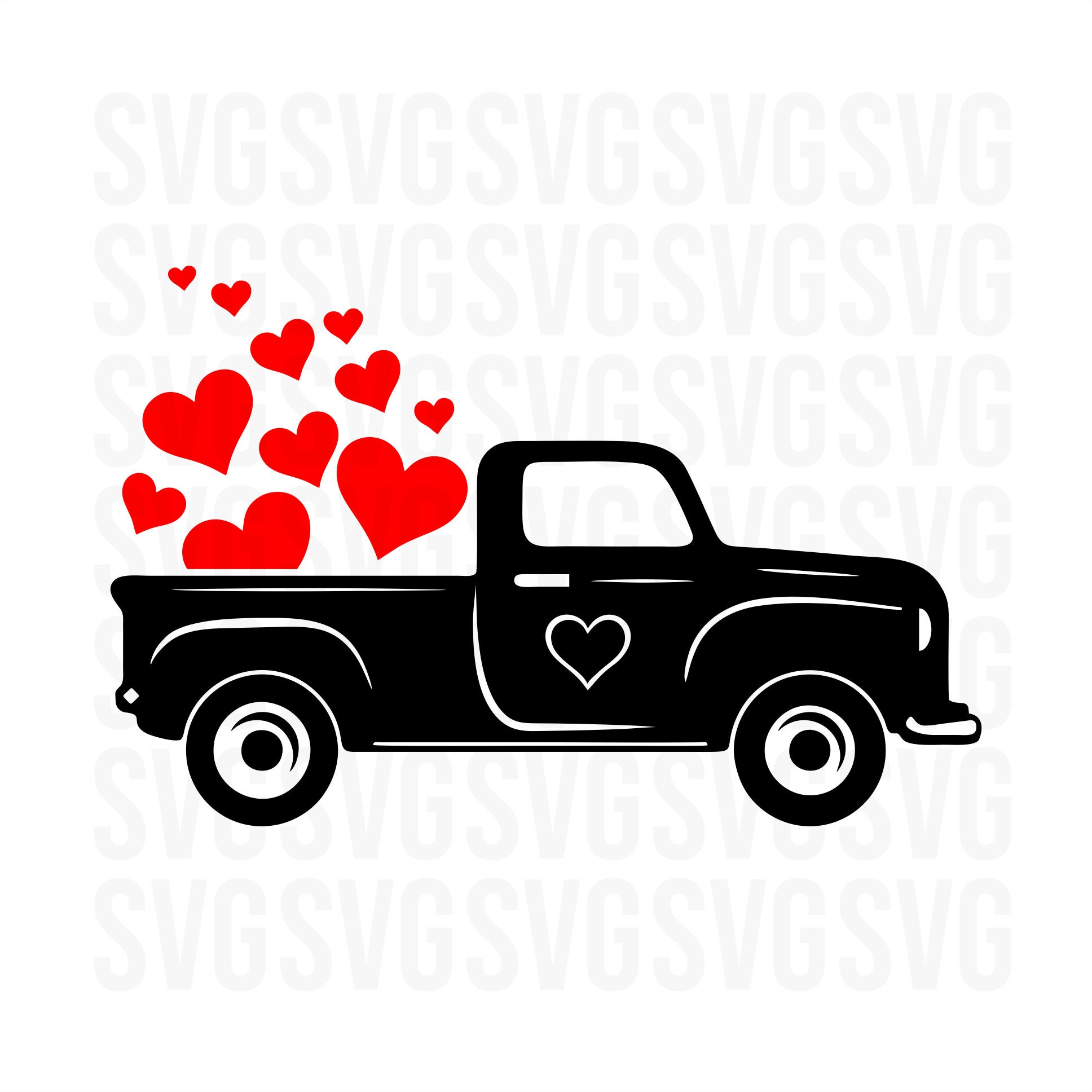 Valentines Day Truck Svg Heart Svg Truck Heart Svg St. | Etsy