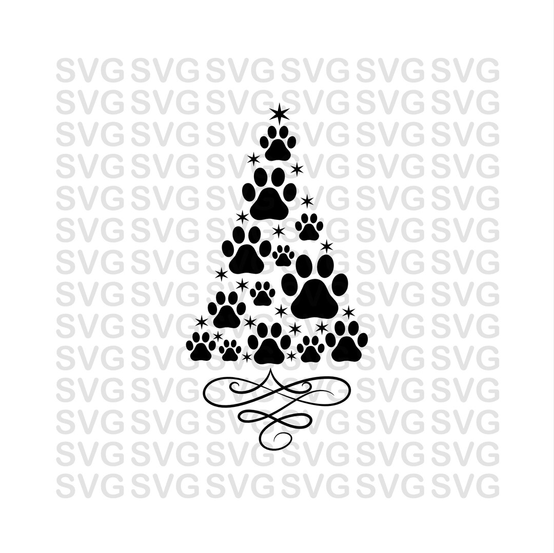 Paws Tree PNG, Paw Print Svg, Christmas Tree, Christmas Cat Paws Tree ...