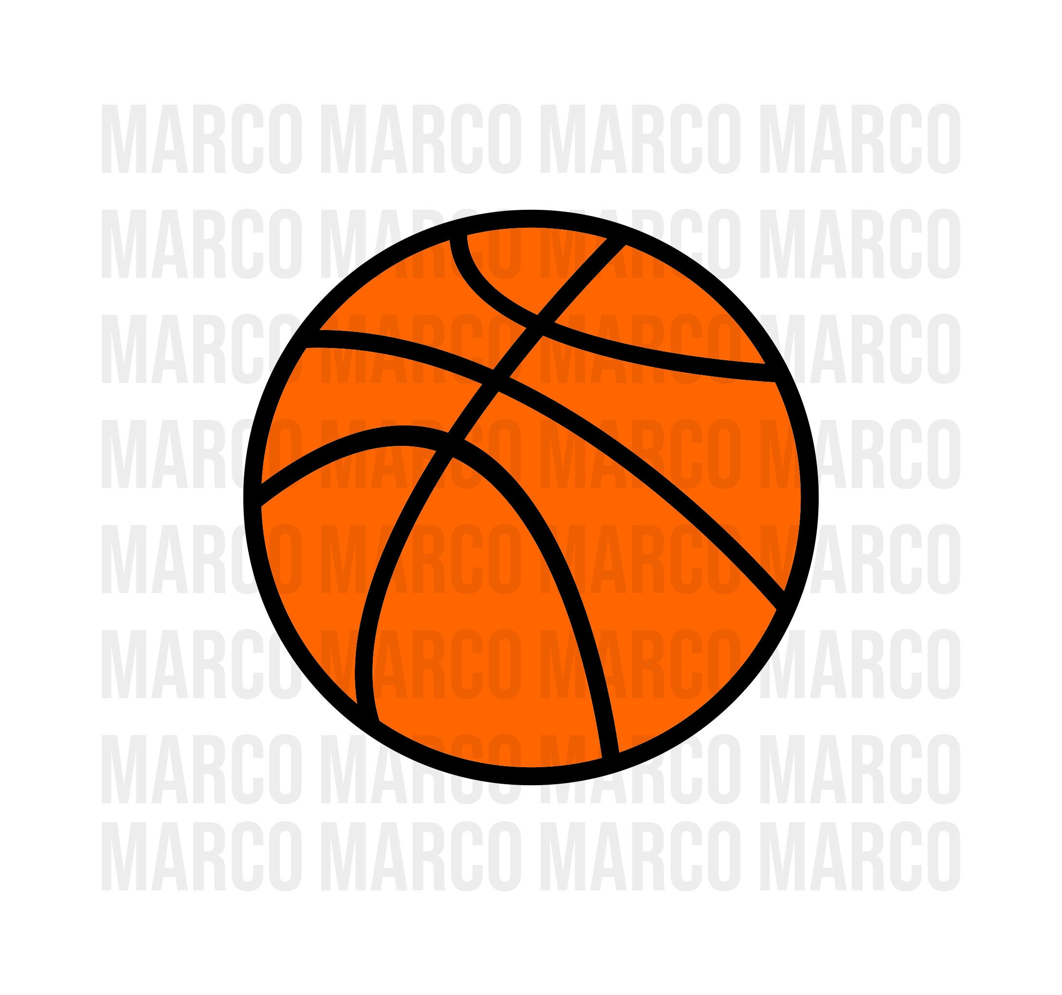 Two Color Basketball SVG Basketball Outline Custom | Etsy