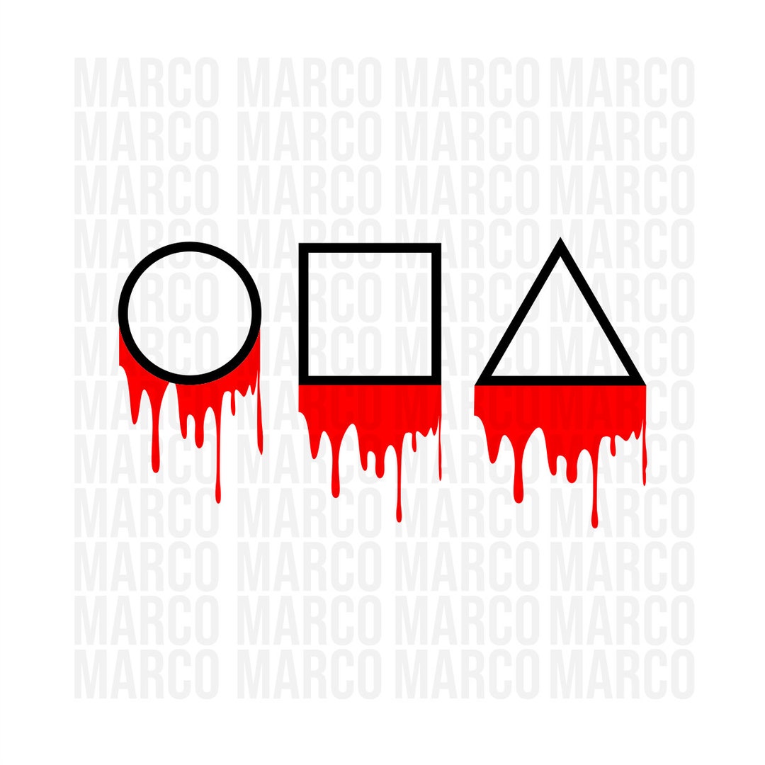 Circle Square Triangle With Blood Drip, Games Svg, Squid, DXF, PNG File ...