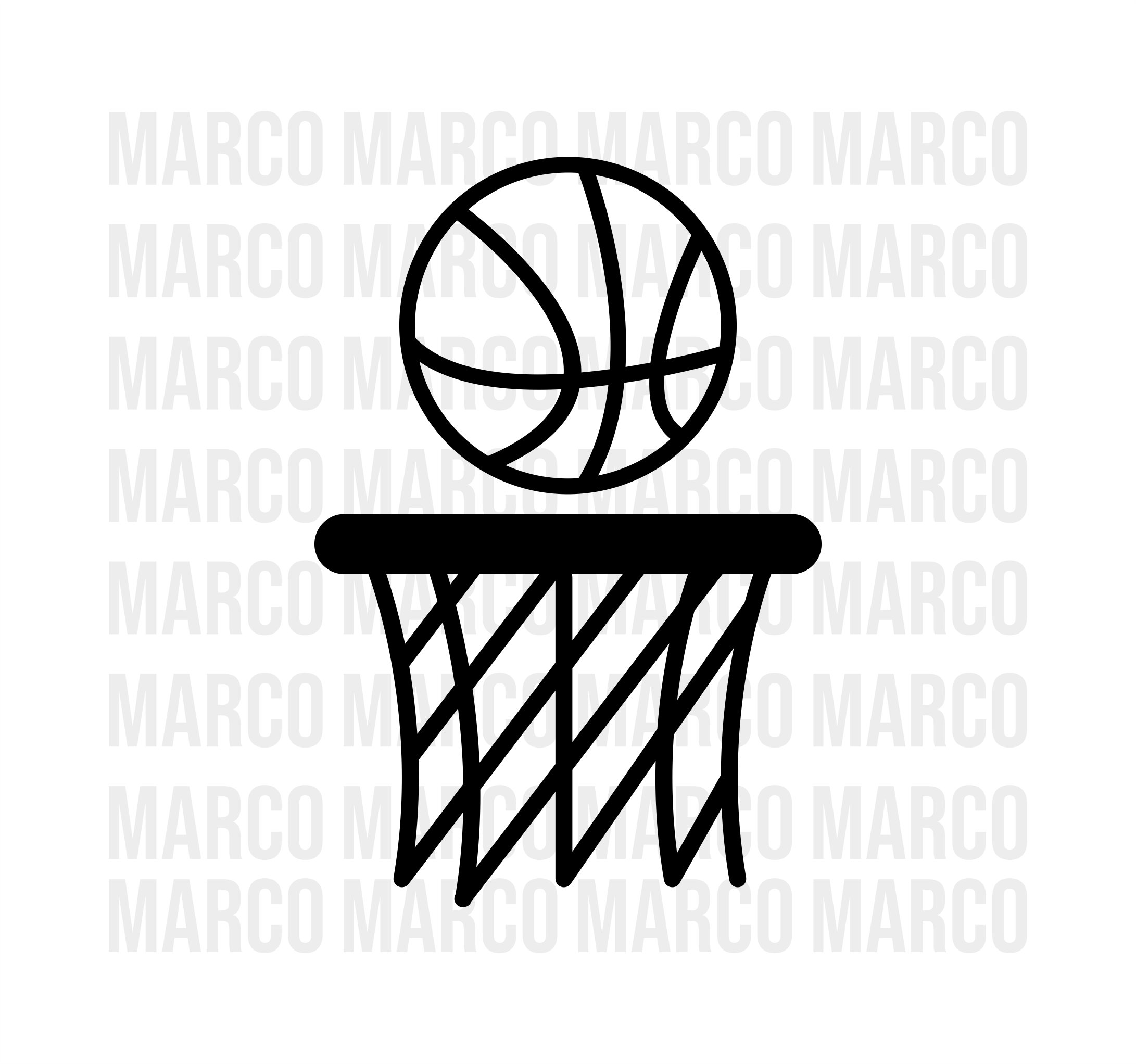 Basketball With Hoop SVG, Basketball Outline, Custom Basketball SVG ...