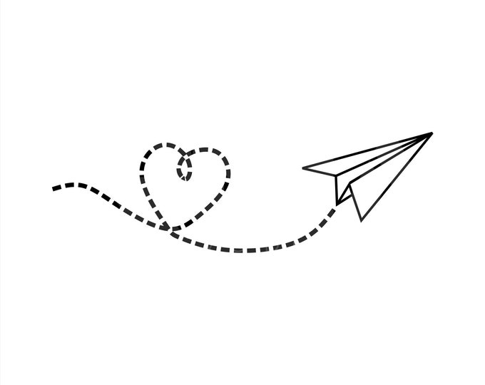 Paper Airplane SVG, Plane SVG, Plane Heart Path Svg, Flying Airplane ...