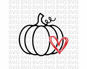 Pumpkin With Heart Svg, Fall Svg, Cute Pumpkin Svg, Png, Digital ...
