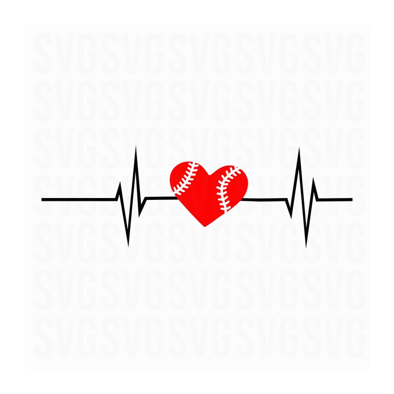 Baseball Heart Beat Svg - Etsy