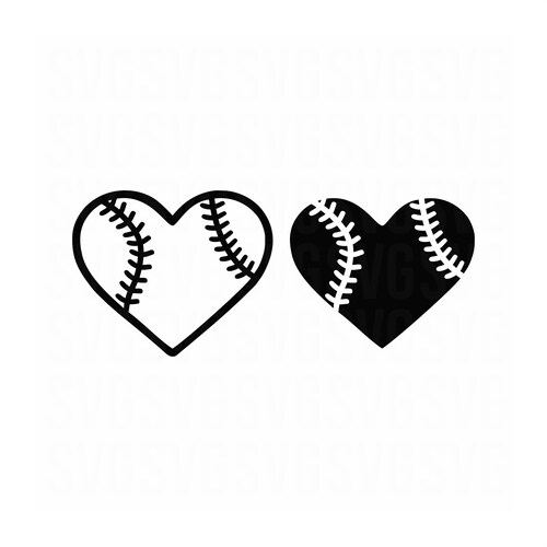 Baseball Heart Instant Digital Download Svg Png Dxf and - Etsy