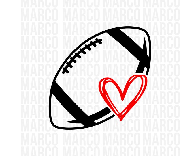 Football With Heart Instant Digital Download Svg, Png, Dxf, and Eps ...