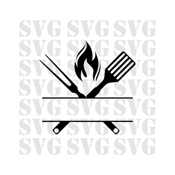 Crossed Bbq Utensils Svg - Etsy