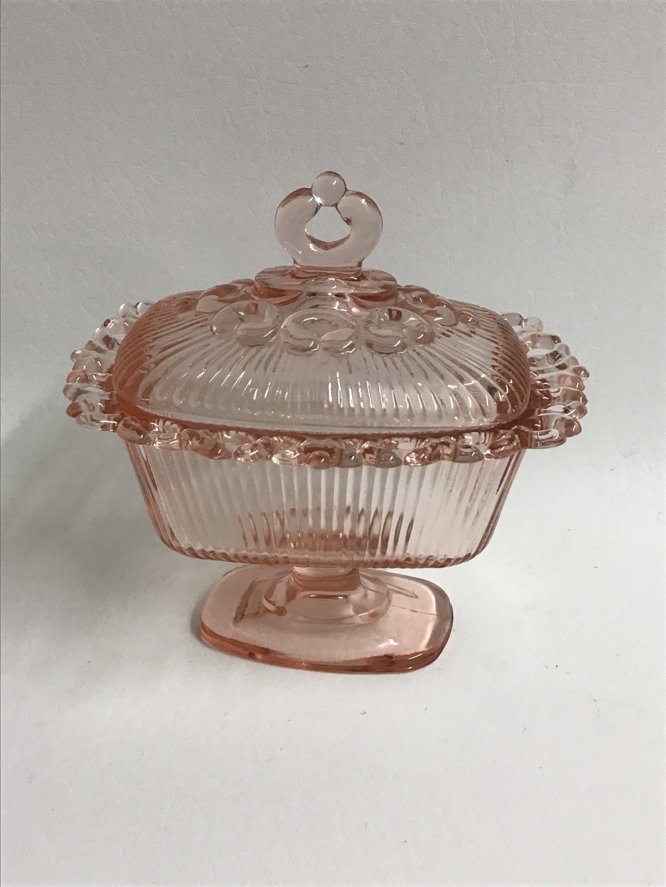 Vintage Indiana Pink Glass Dish With Pedestal and Lid - Etsy