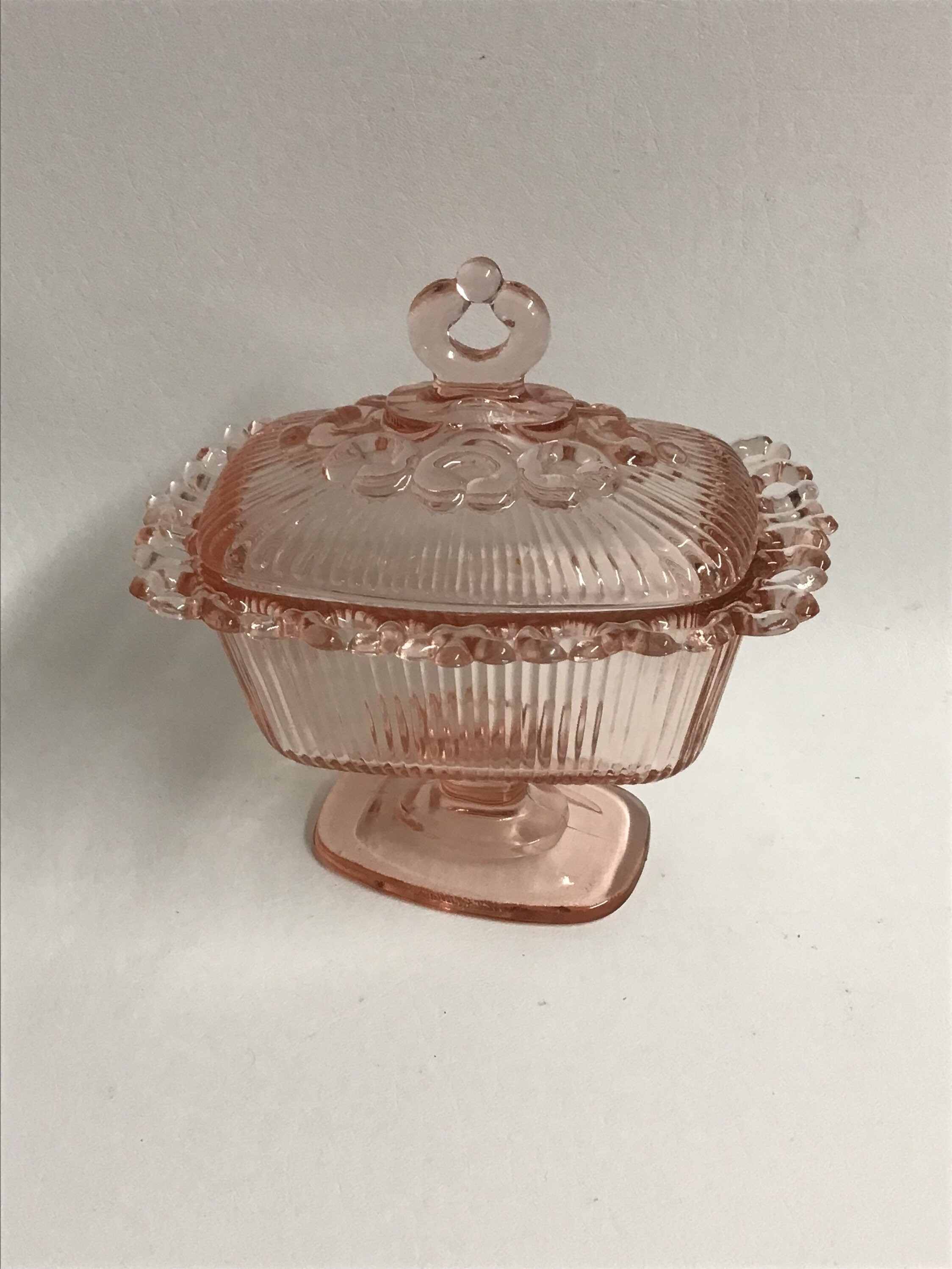 Vintage Indiana Pink Glass Dish With Pedestal and Lid - Etsy
