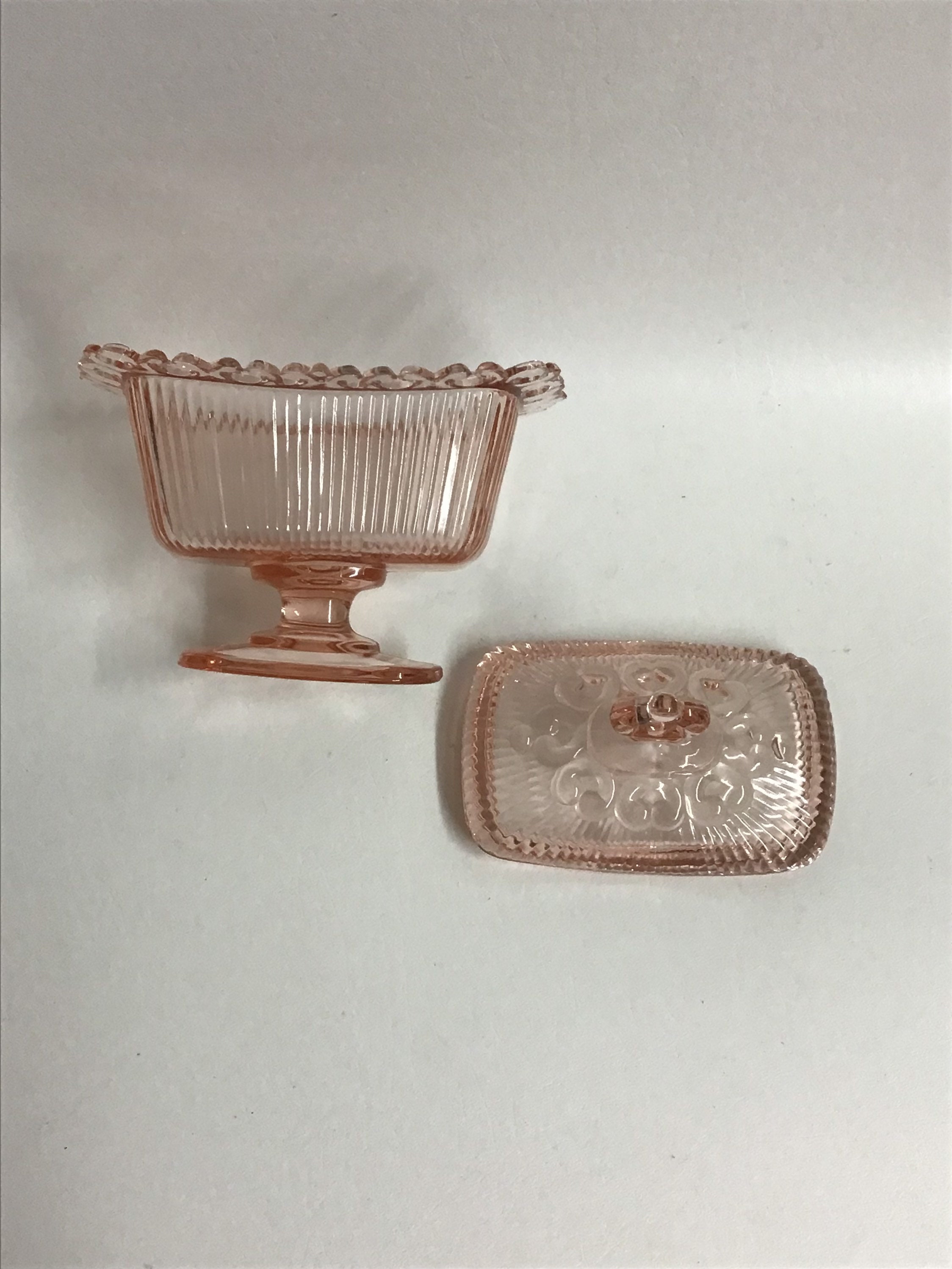 Vintage Indiana Pink Glass Dish With Pedestal and Lid - Etsy