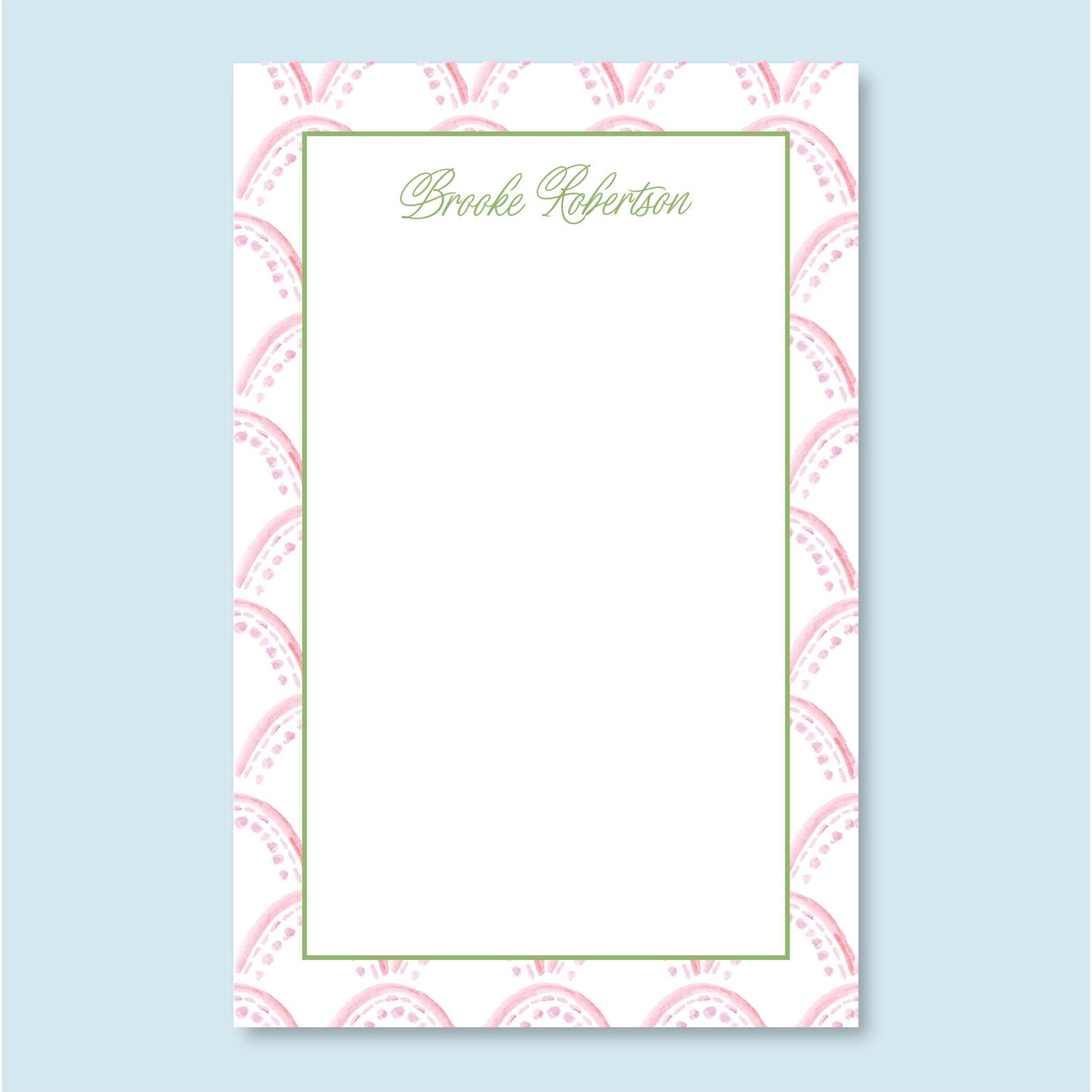 Personalized Watercolor Pink Scallop Notepad, Square Notepad, Rectangle ...