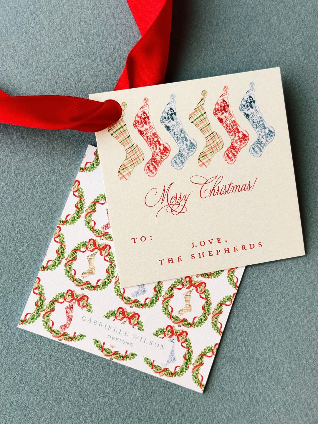 Christmas Stocking Gift Tag | Watercolor Stocking Gift Tag ...