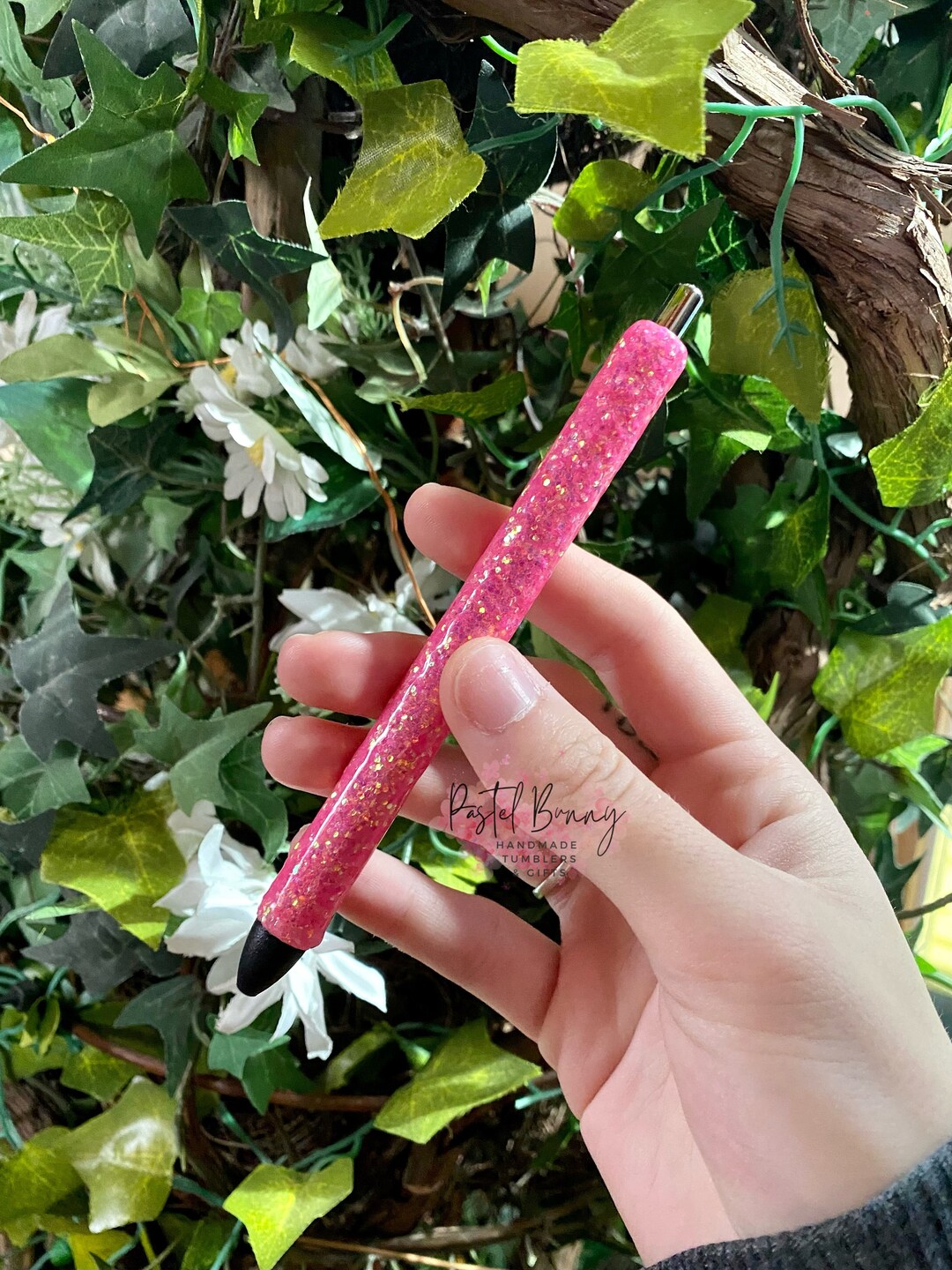 Hot Pink Glitter Gel Pen//epoxy Free//writing//black Ink//custom Pen ...