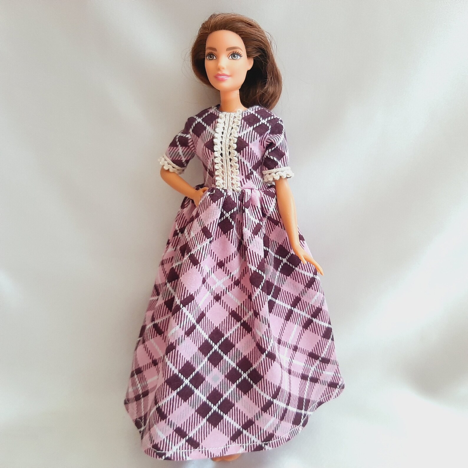 Barbie dress handmade barbie clothes plaid dress boho | Etsy