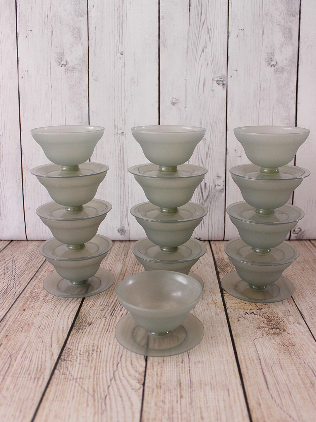 Vintage Tupperware Dessert Parfait Cups - Set of 13 - Charcoal Gray ...