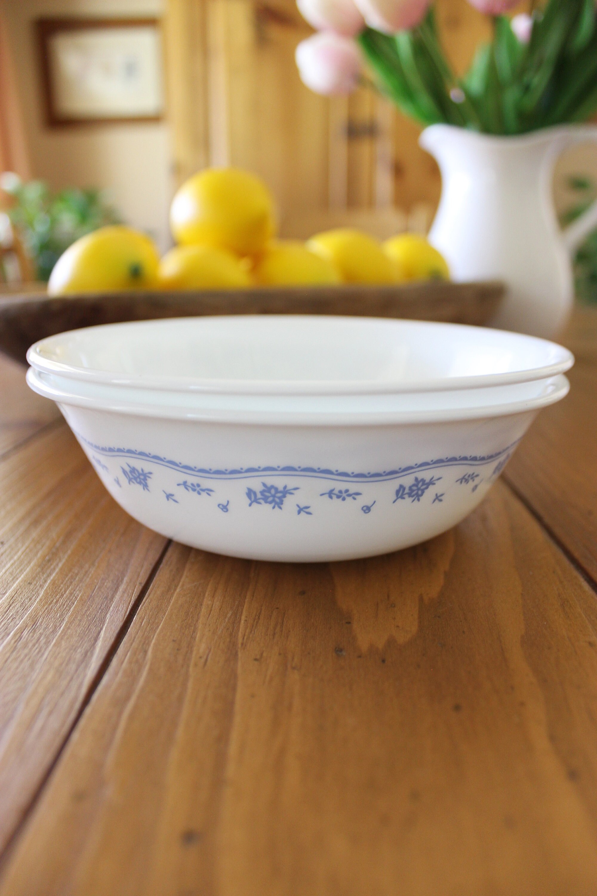 Vintage Corelle by Corning Morning Blue Pattern Soup / Cereal Bowls ...