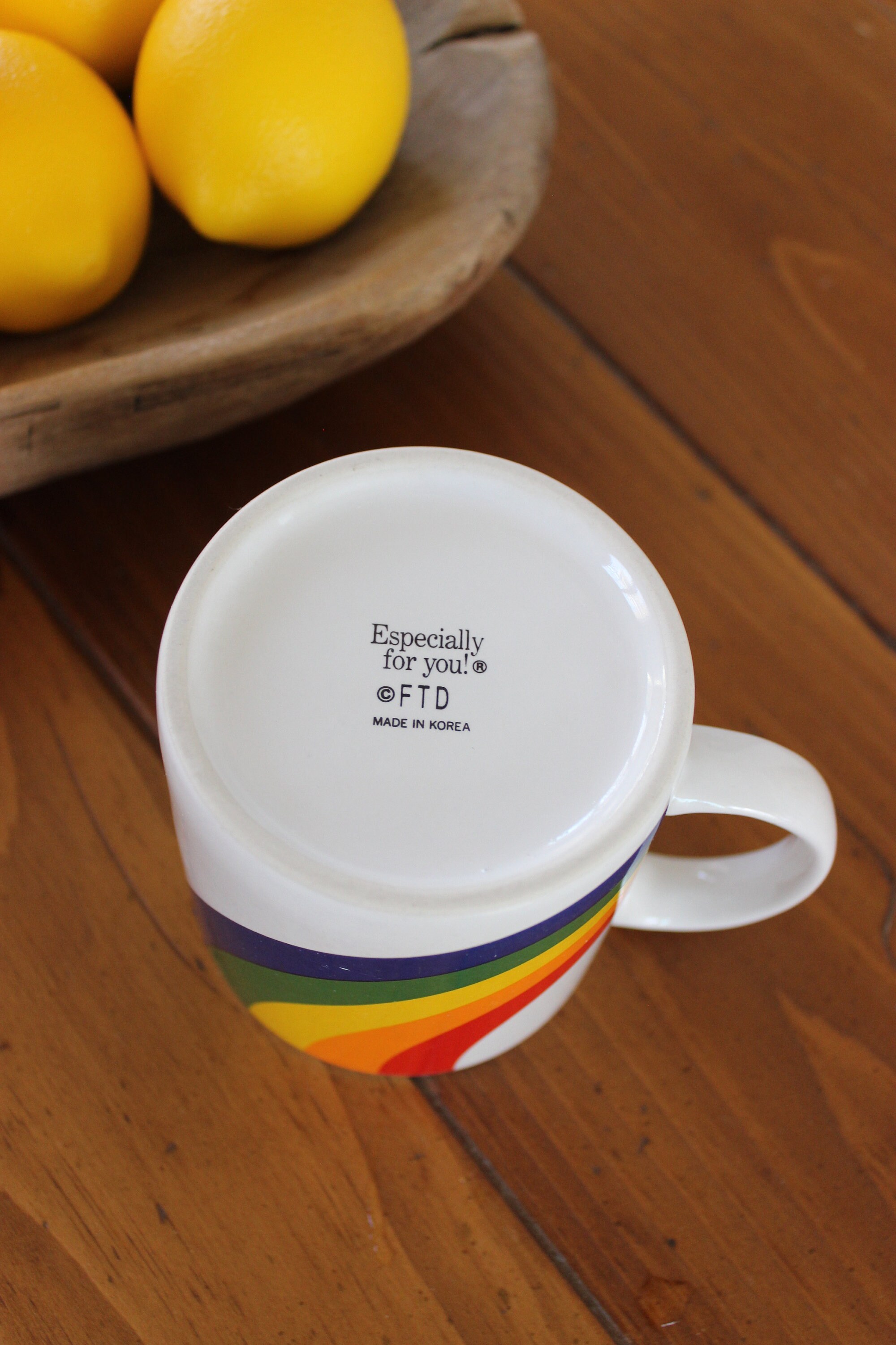Vintage Ftd Rainbow Coffee Mug 1980s Made In Korea Especially For