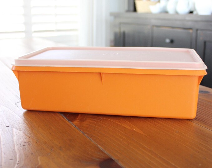 Vintage Tupperware Rectangular Container With Lid in Retro 1970s Orange ...