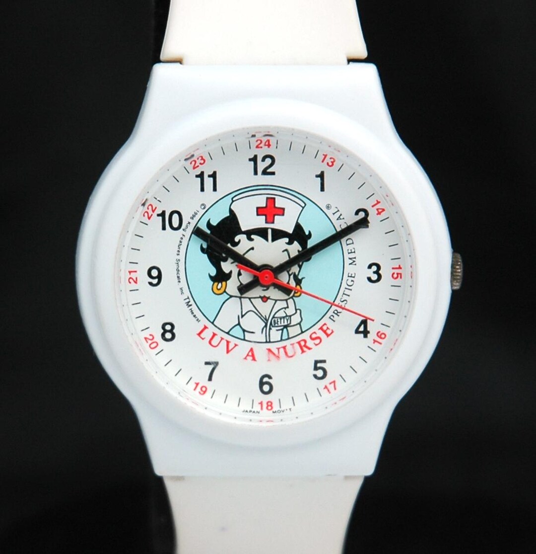1996 BETTY BOOP Luv A Nurse WATCH New Battery 36mm Quartz Swatch Style Character Pinup ...