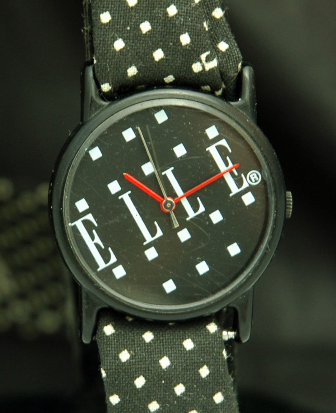 1980s ELLE WATCH Vintage Pin-up Polka Dot Cloth Fabric Wrap Around ...