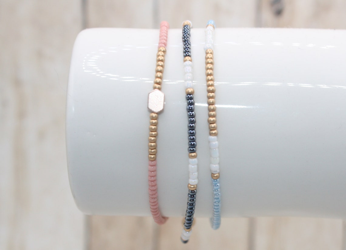 Set of 3 Small Bead Friendship Bracelets Stackable Bracelets | Etsy