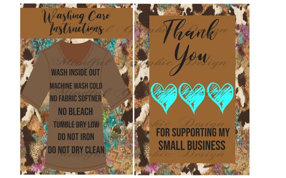 Printable T-shirt Card Boho Country T-shirt Care Card and - Etsy