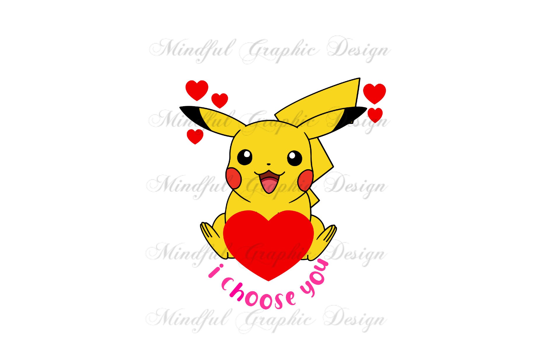 Pikachu Valentine's Day Heart PNG: Waterslide, Tumbler, DTF (digital ...
