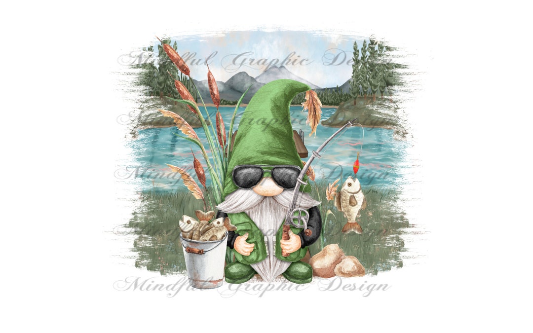 Gnome, Fishing Gnome, Digital Download Files, PNG, Sublimation ...
