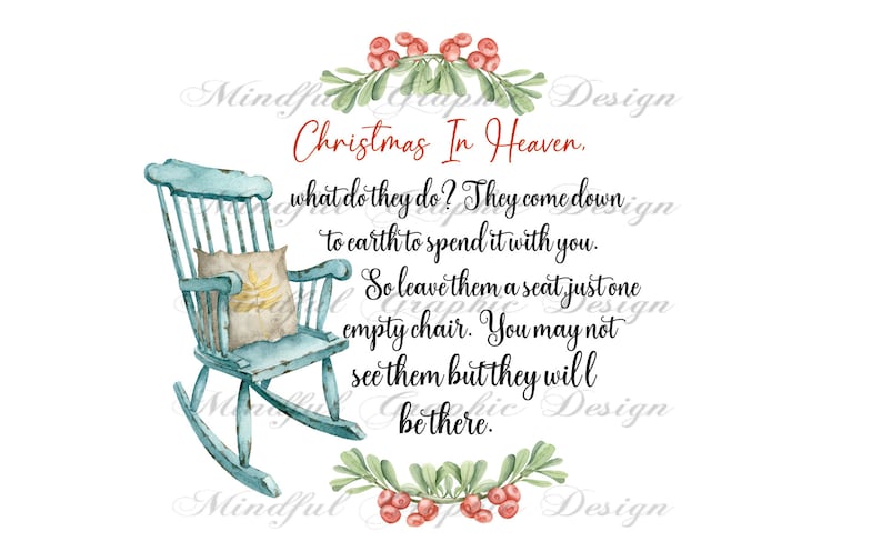 Christmas in Heaven, Empty Chair Saying, Poem, Digital Download File ...