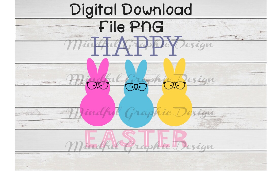 Bunny Peeps With Glasses: Happy Easter PNG Clipart (digital File) - Etsy