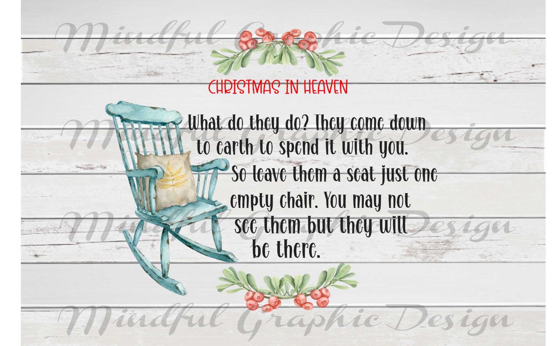 Christmas in Heaven Empty Chair Saying Poem Digital Download - Etsy