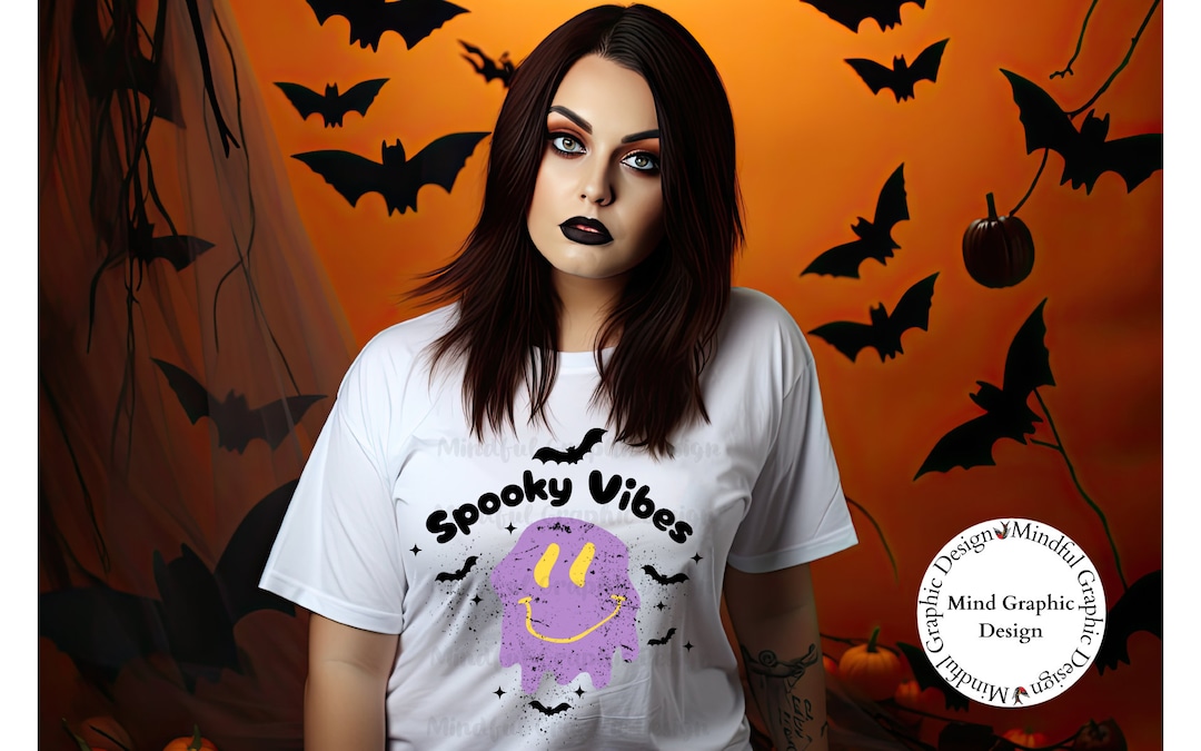 Spooky Vibes, Halloween, Drip Smile Face, Sublimation, T-shirt ...