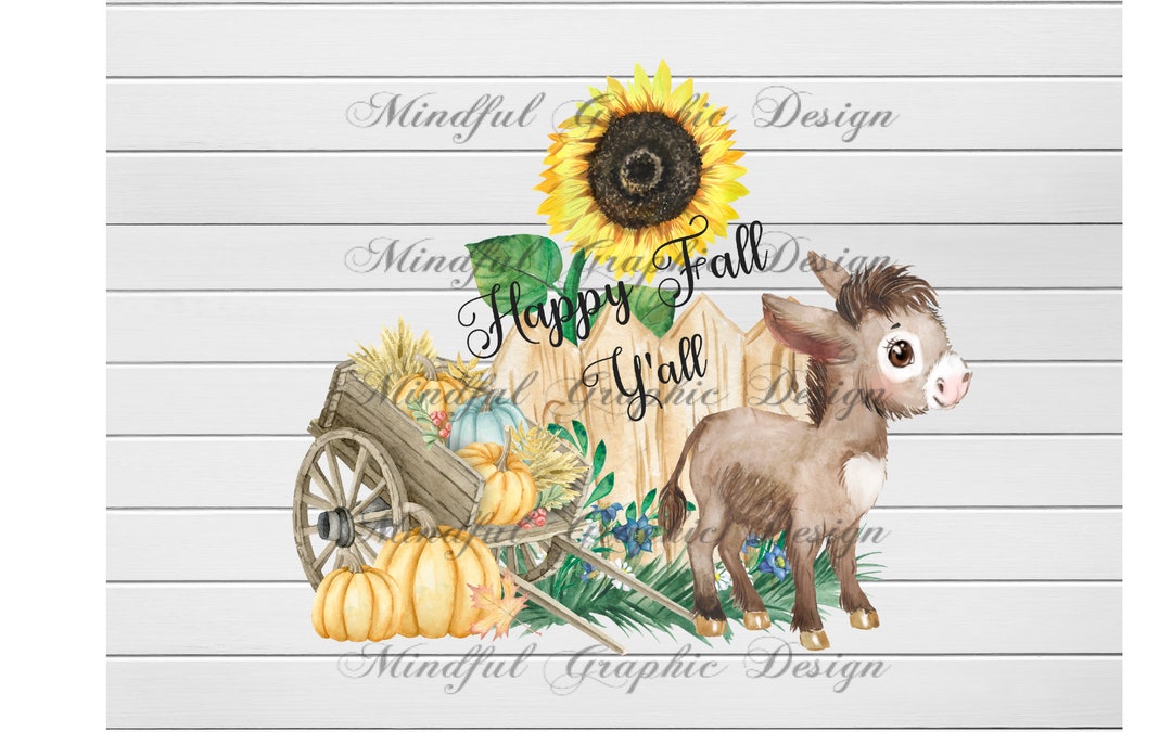 Happy Fall Y'all, Donkey , Waterslide, Clipart, Tumbler, T-shirt ...