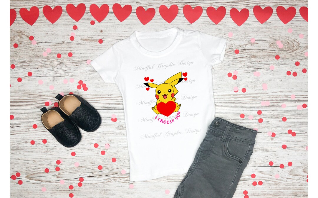 Pikachu Valentine's Day Heart PNG: Waterslide, Tumbler, DTF (digital ...