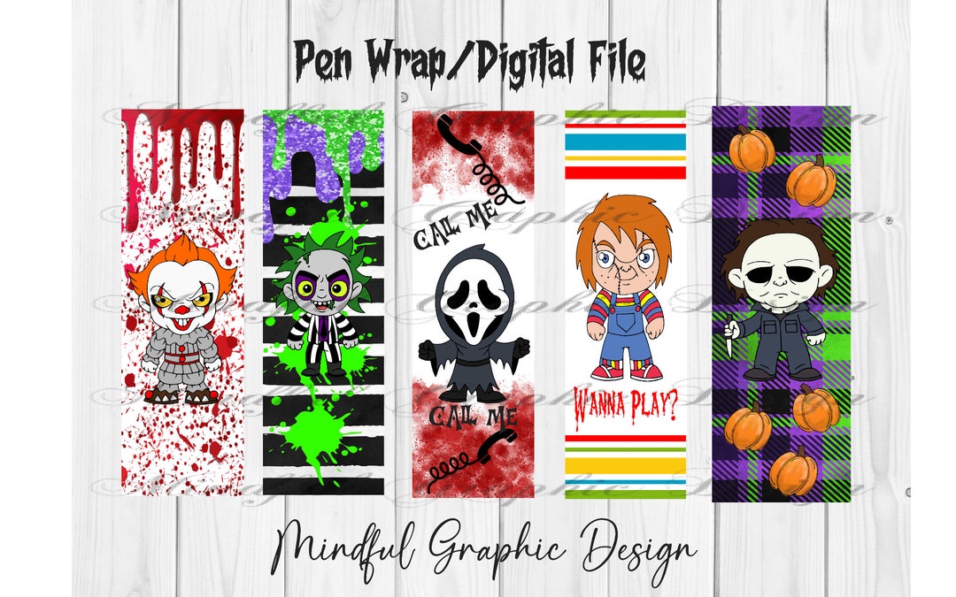 Horror, Character, Epoxy Pen Wrap, Ink Joy Pen, Digital Download PNG ...