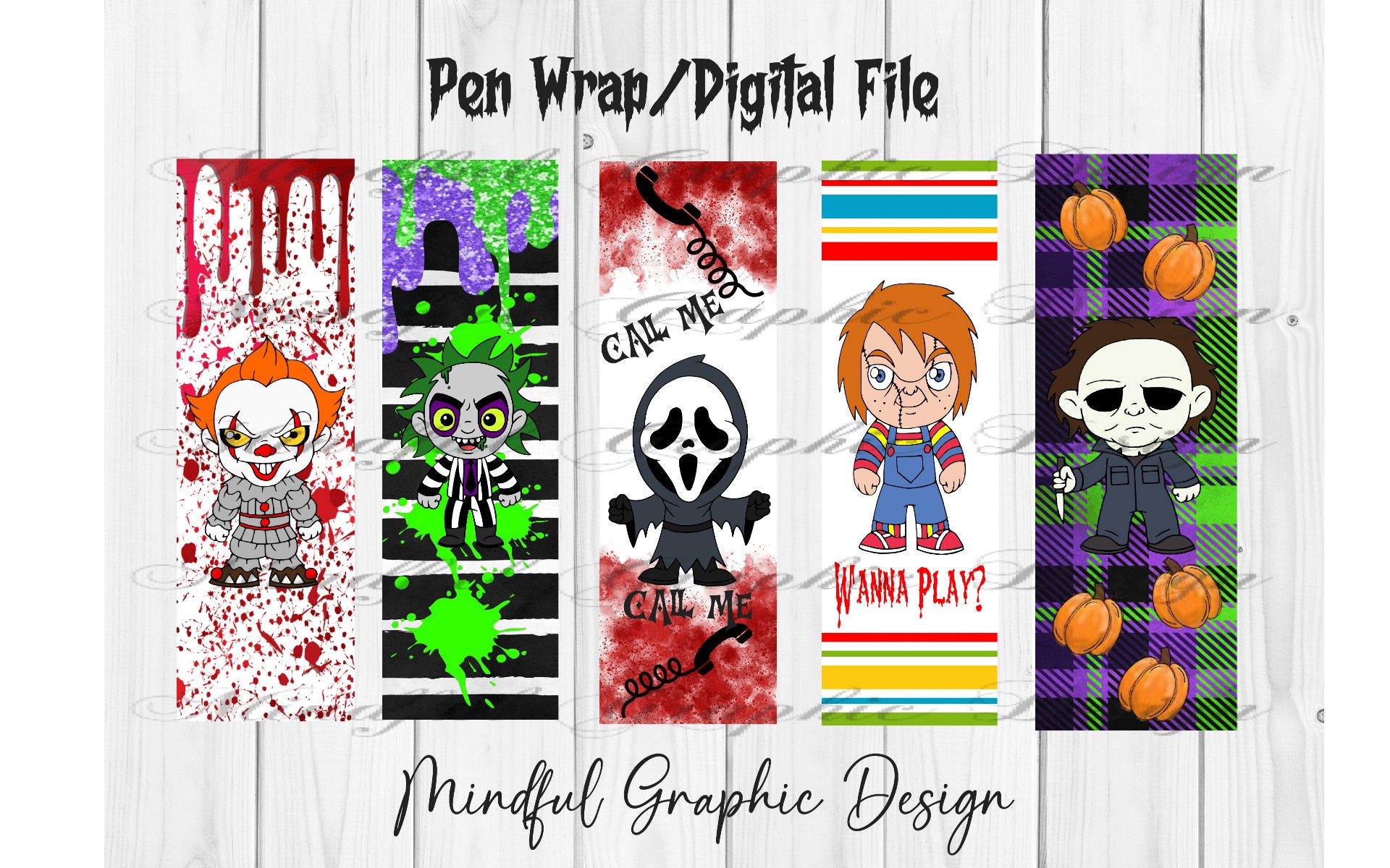 Horror, Character, Epoxy Pen Wrap, Ink Joy Pen, Digital Download PNG ...