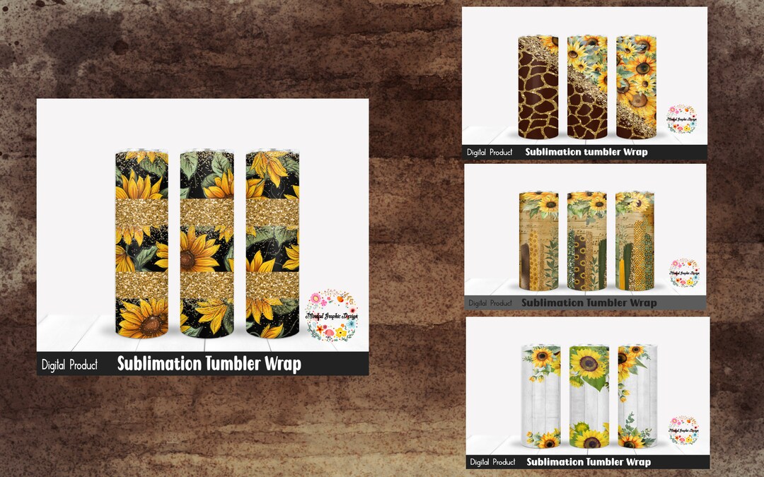 Sunflowers, Fall, Spring, 20 Oz. Tumbler Wrap, Sublimation, Digital ...