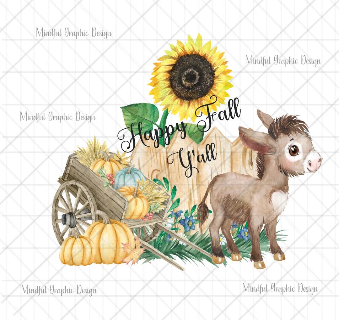Happy Fall, Donkey, Waterslide Image, Clipart, Tumbler Graphics, T ...