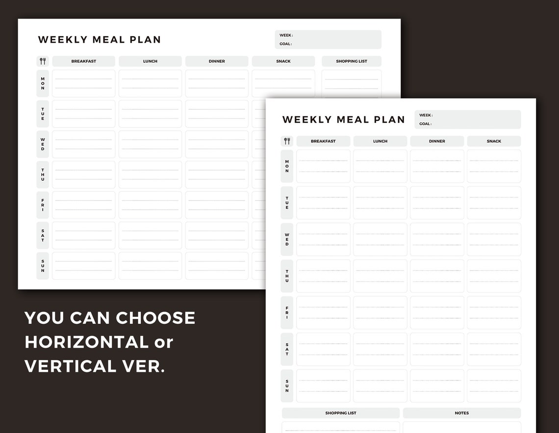 Weekly Meal Planner Printable, Weekly Menu Planner Template Printable ...