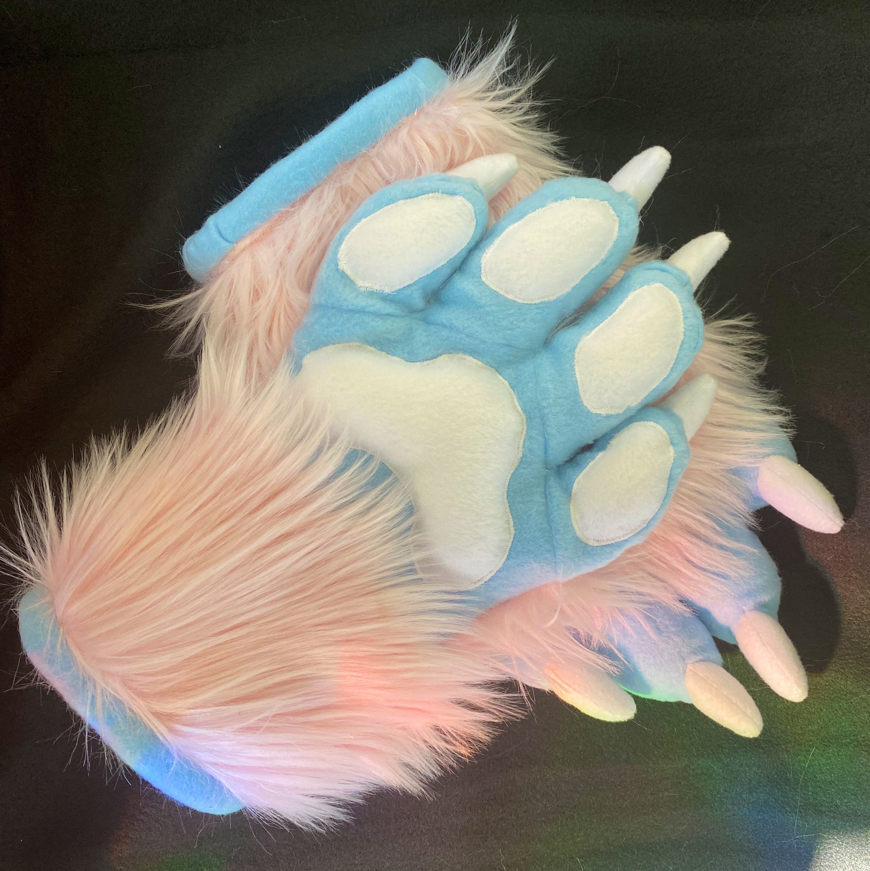 Pastel Blue Pink and White Fursuit Paws - Etsy